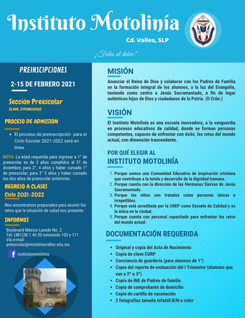 Preinscripción – Colegio Motolinía