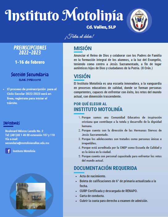 Preinscripción – Colegio Motolinía